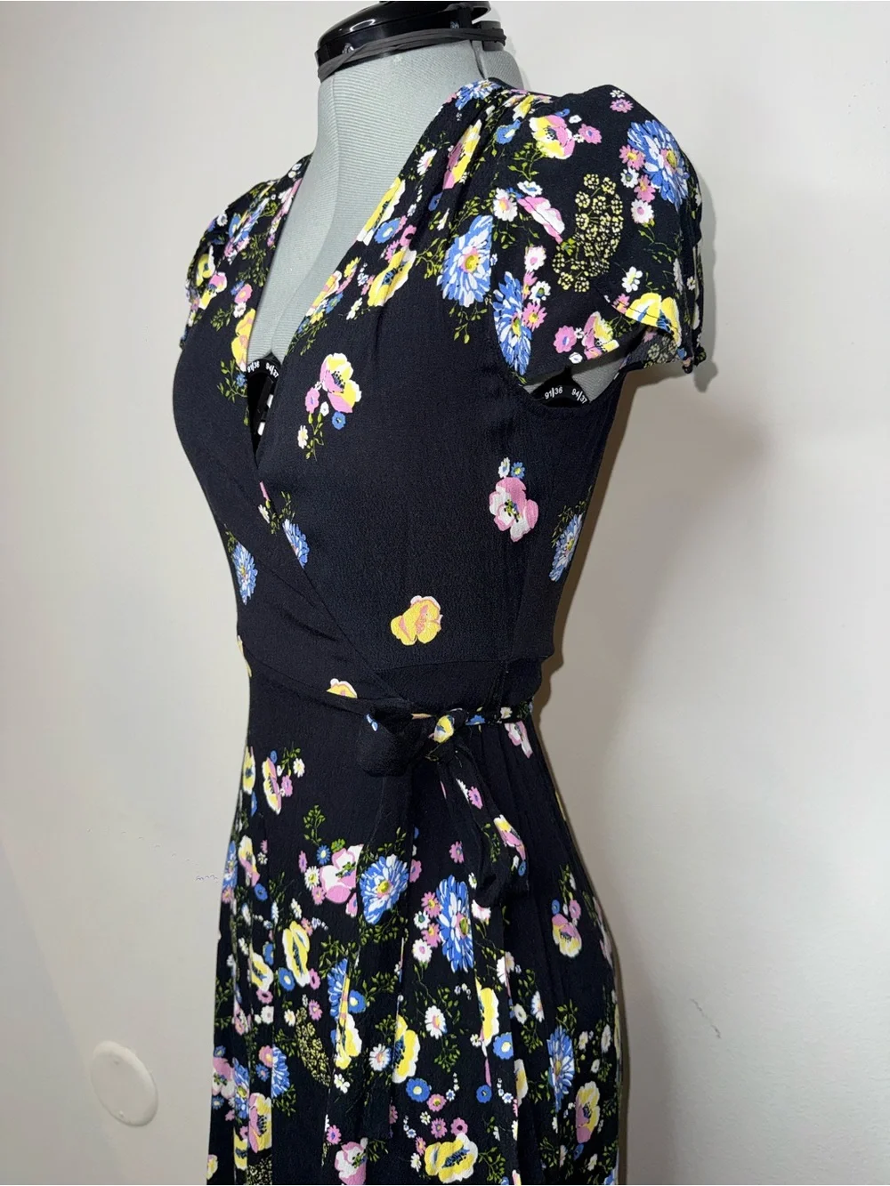 Free People | Dresses | Free People Jess Black Floral Wrap Maxi Dress ...
